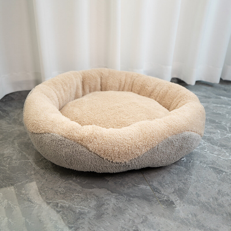 Собачья будка зимой теплая собачья сеть красная собачья кровать круглая собачья кровать зимой серый шов_Большой размер