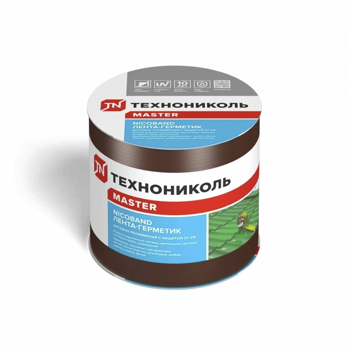 Лента-герметик Nicoband NICOBAND, самоклеящаяся, ширина 10 см, длина 3 м, битумно-полимерная, коричневая