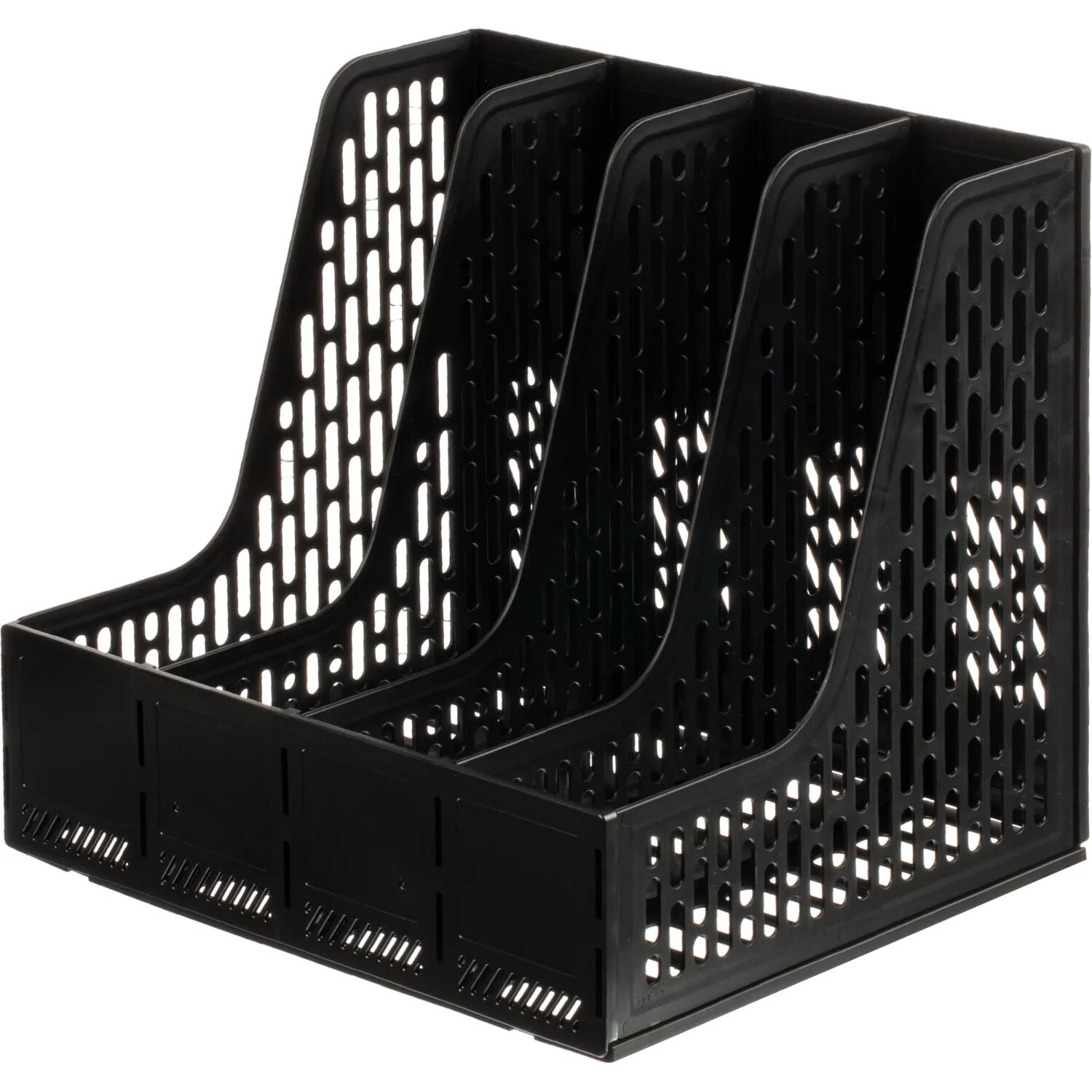 Лоток вертикальный д/бумаг Deli E9844, сбор,4отд, чер,325x257x275мм, пл