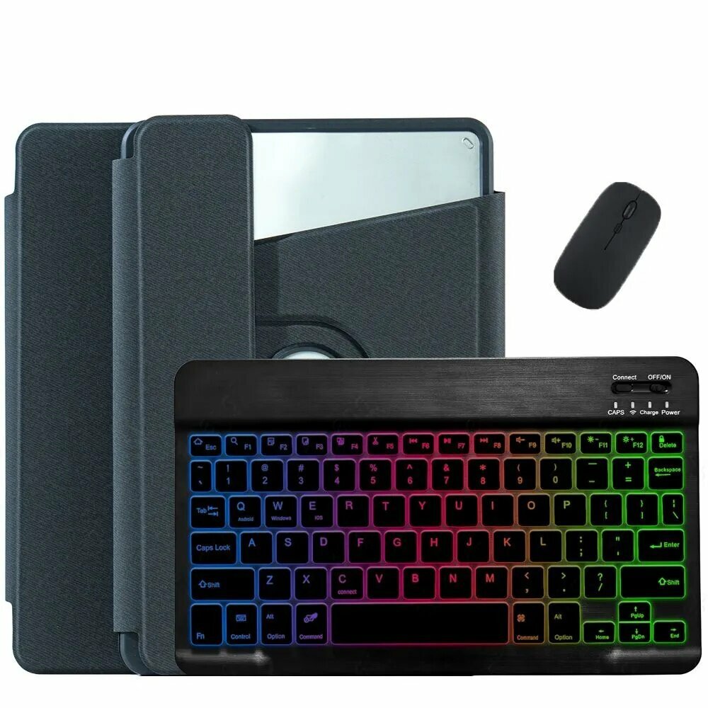 Чехол с клавиатурой для Huawei MatePad 11.5" 2023 (Модель: BTK-W00/BTK-W09) С Радужная клавиатура И Bluetooth-Мышью русскими буквами нанесенными гравировкой