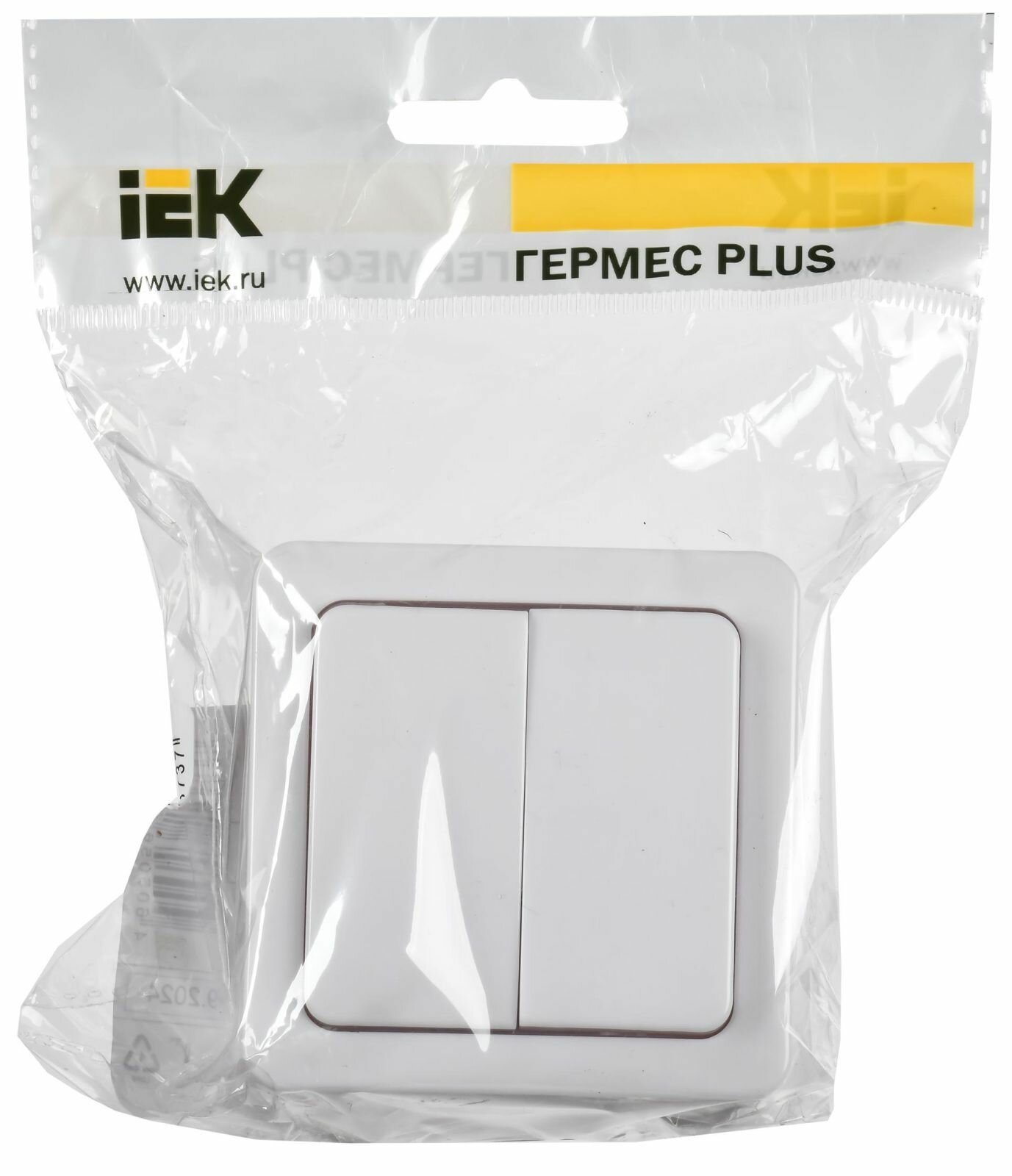 Выключатель двухклавишный IEK ВС20-2-0-ГПБ наружный IP54, Гермес Plus