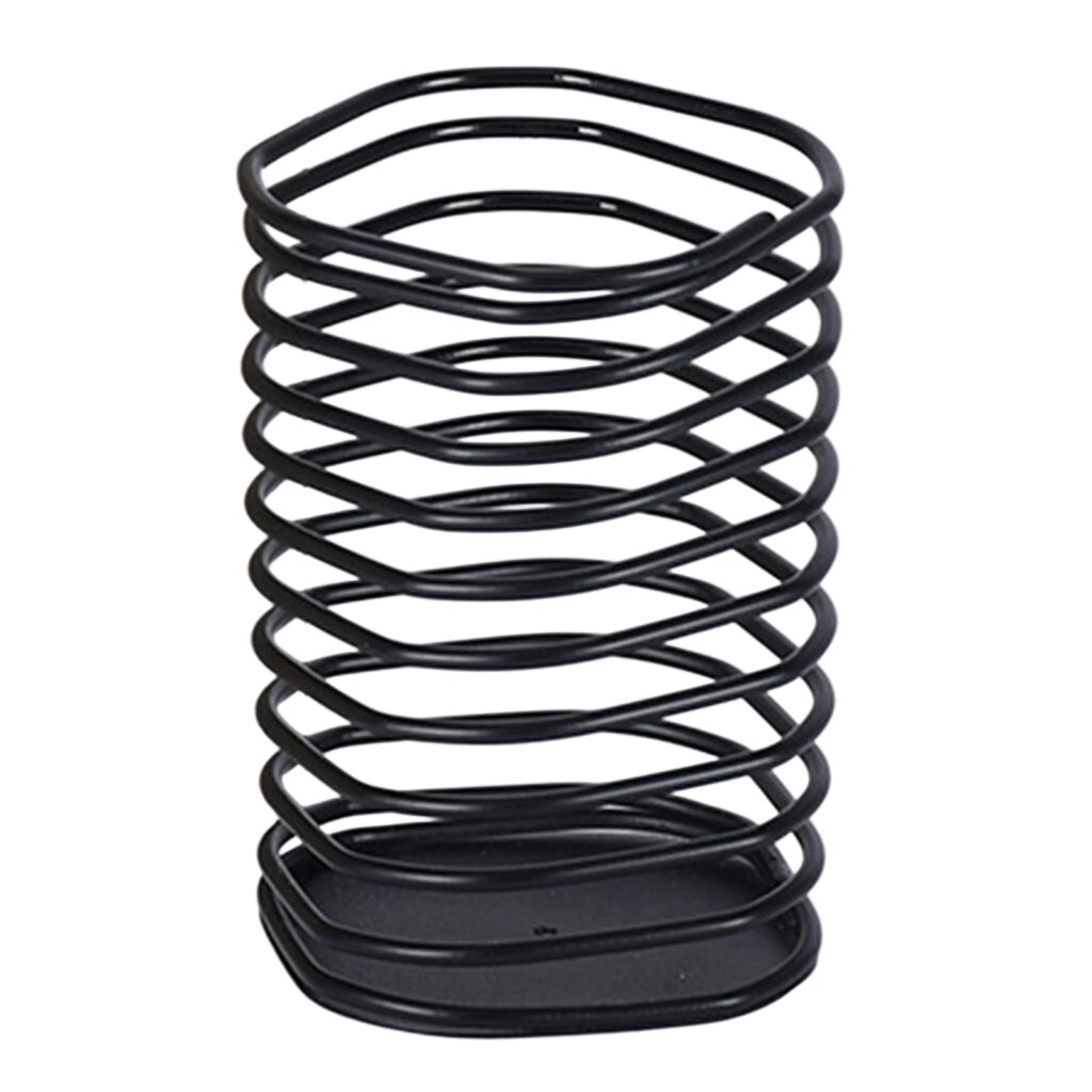 Металлическая пружинная подставка для ручек квадратной формы Компактный настольный органайзер для ручек Контейнер для хранения в домашнем офисе