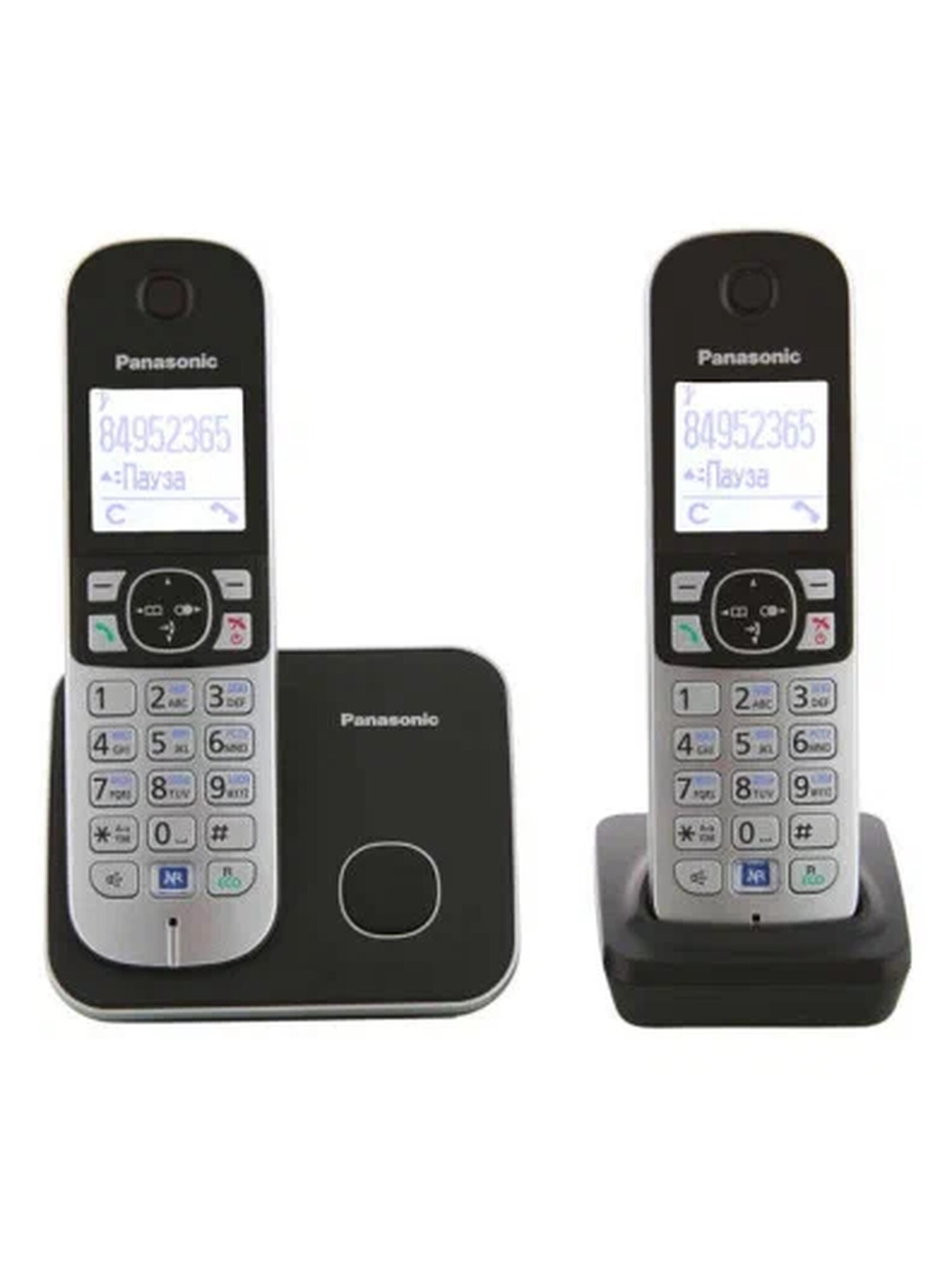 Телефон Panasonic KX-TG6812RU, DECT, база и 2 радио трубки, черный