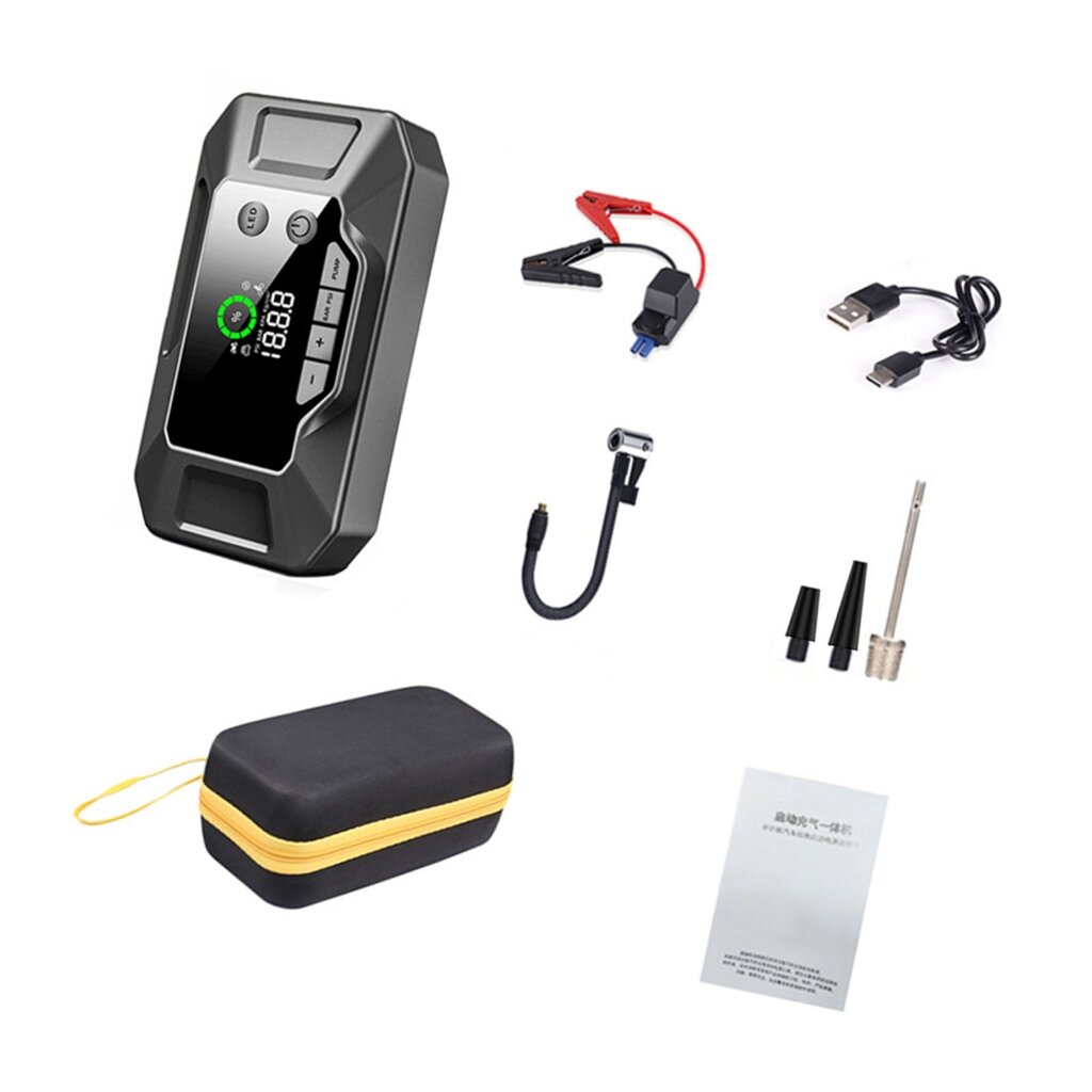 Портативный автомобильный стартер и компрессор 8000mAh 600A