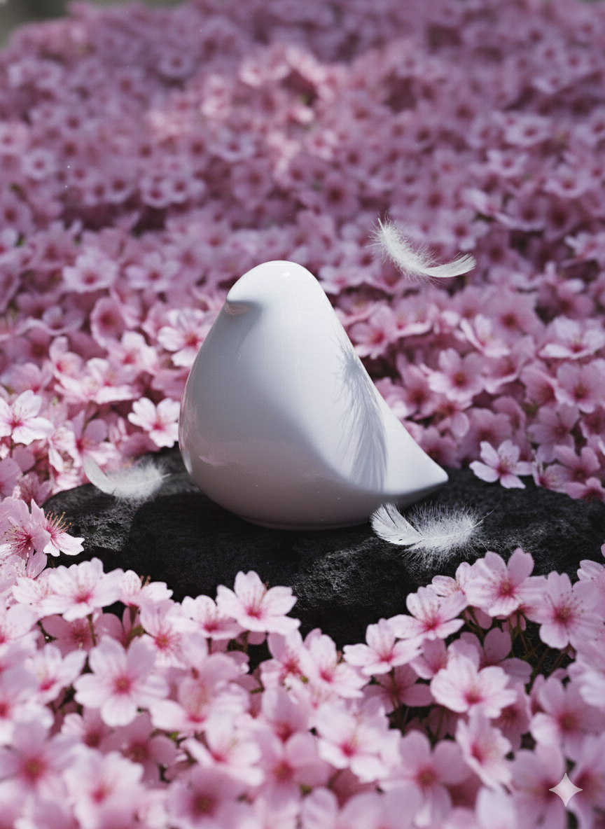 Статуэтка птица из керамики "Birdie" белая