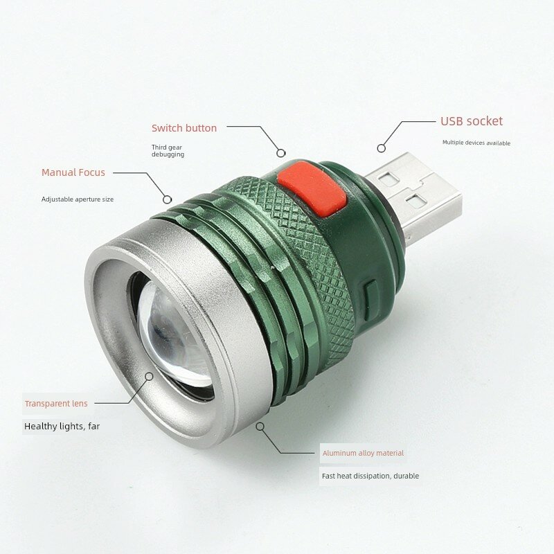 K21 USB светодиодный фонарик с синим светом, заряжается от power bank, компактное решение для освещения в походах и