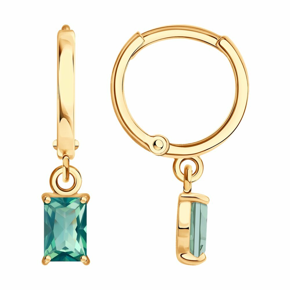 Серьги, красное золото, 585 проба, топаз