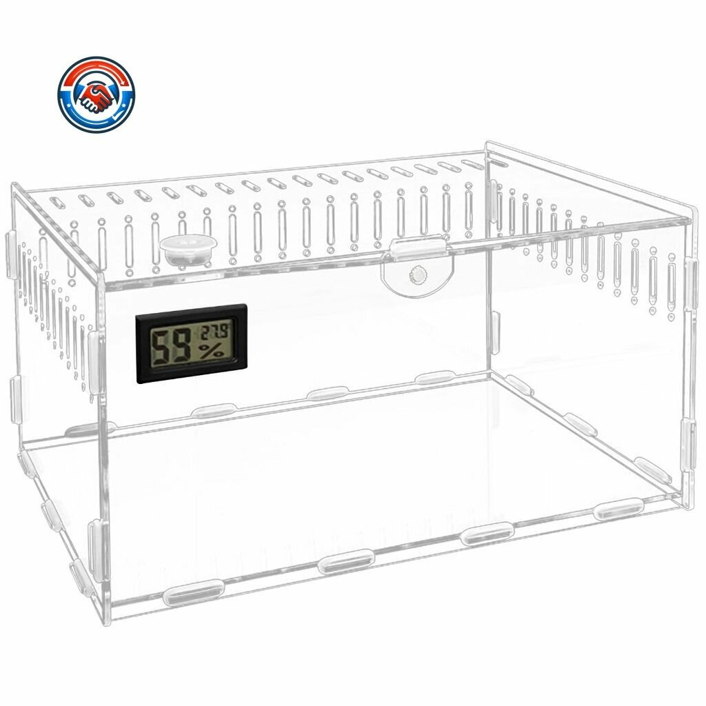 Прозрачный акриловый террариум с вентиляцией и магнитной крышкой, удобный дом для рептилий, пауков и насекомых, легкая сборка и полный обзор 360