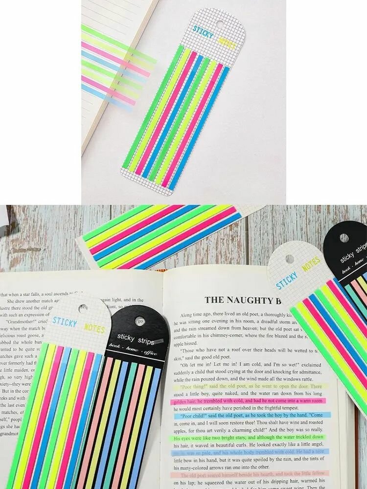 Цветные длинные наклейки - знаки, маркеры - для заметок