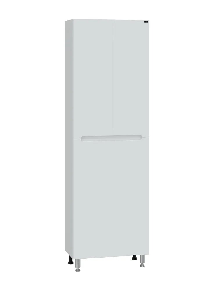 Шкаф-пенал для ванной СаНта Лондон 60 с бельевой корзиной, напольный, 60 см, белый, глянцевый, с дверками, из МДФ