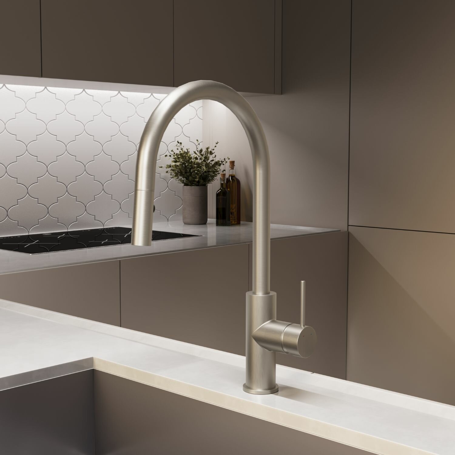 Смеситель для кухни Vincea Сити (City) VKF-2C1BN, брашированный никель