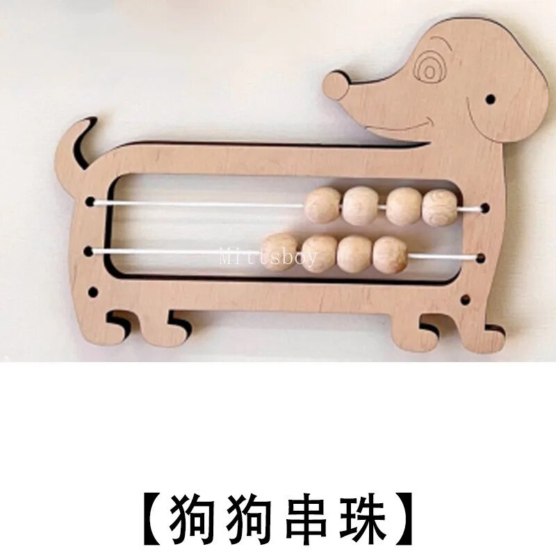 Деревянный счеты для малышей в форме щенка, Busy Board