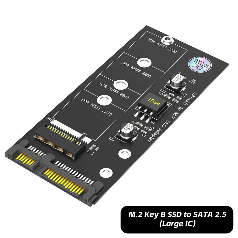 Адаптер M.2 Key B SSD to SATA 2.5 (Small IC) Черный — фото 1