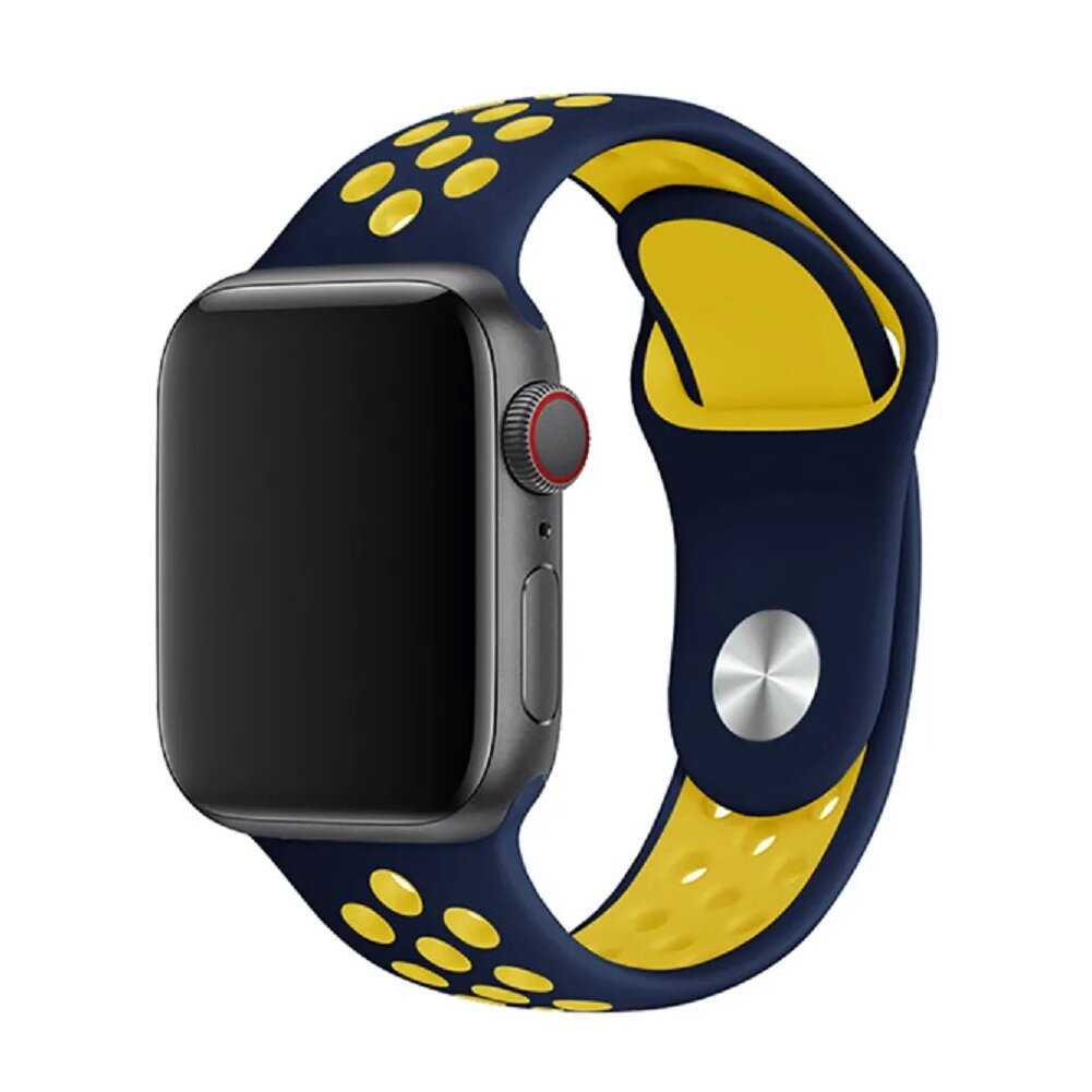 Ремешок для часов Эпл Вотч Sport Band (42/44/45/49) Series 1-8, SE, Ultra, синий с желтым