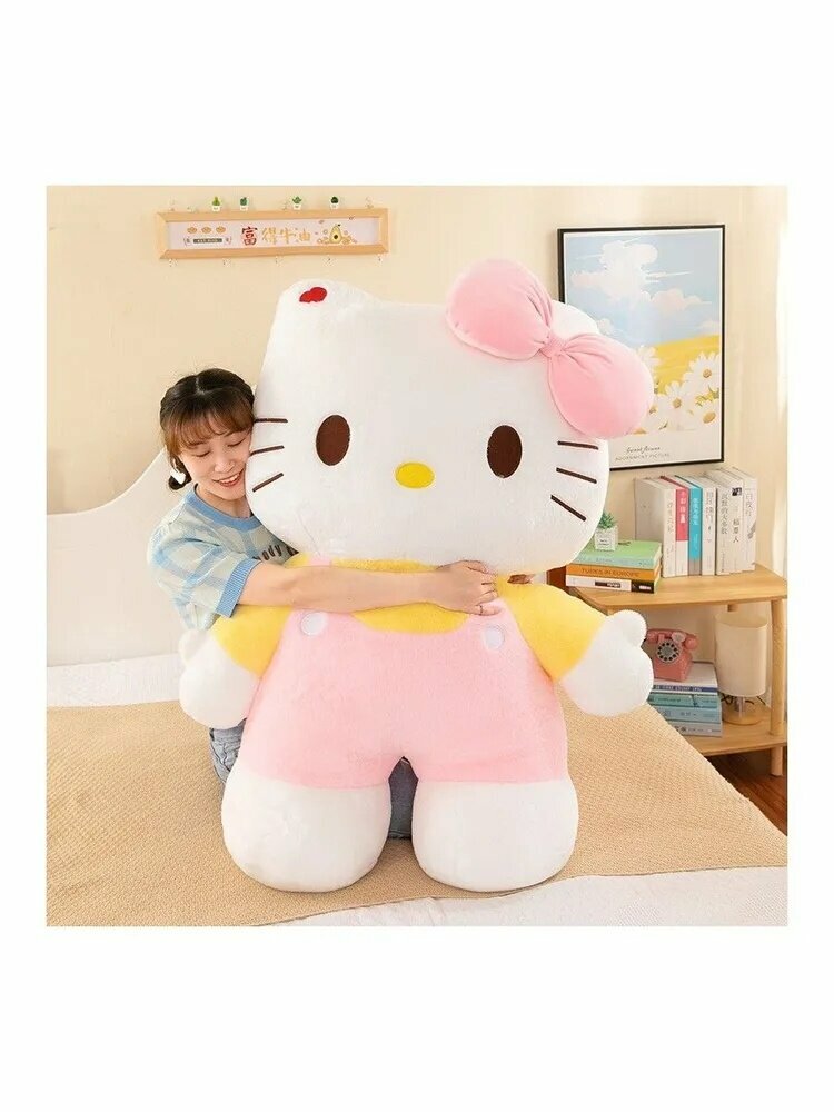 Игрушка hello kitty мягкая кукла кот с pp хлопковым наполнителем для девочек, специальные персонажи в комплекте, розовый, 80 см