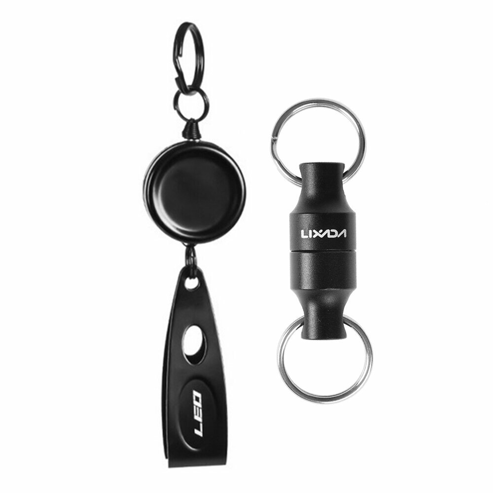Крепление для сетки для летающей рыбалки с магнитом Magnetic Net Release Holder Keeper Magnet Clip со встроенным ретрактируемым ножом для обрезки лески Fishing Line Clipper, черный цвет, магнитная сила 3 кг/6,6 фунта, вес крепления 19 г/0,7 унции, нож из