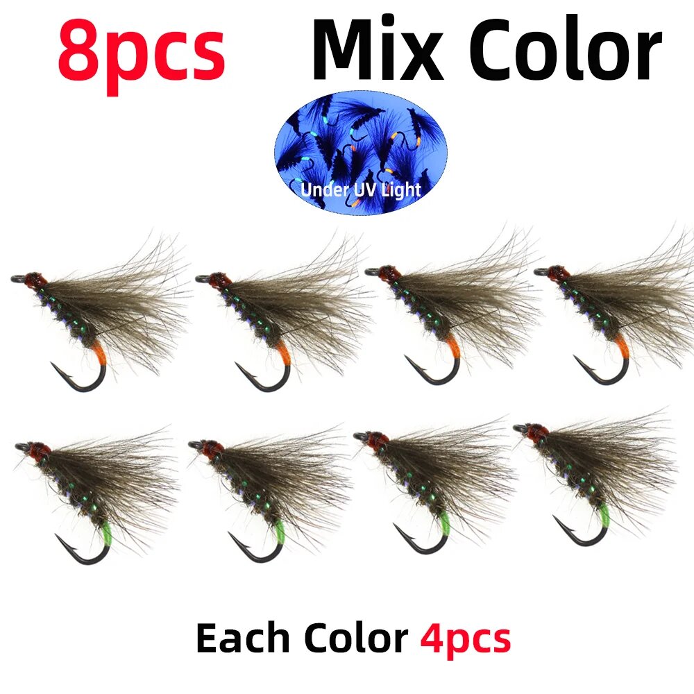 Wifreo CDC Mayfly Dry Fly Мушки для рыбалки 8pcs Mix Color