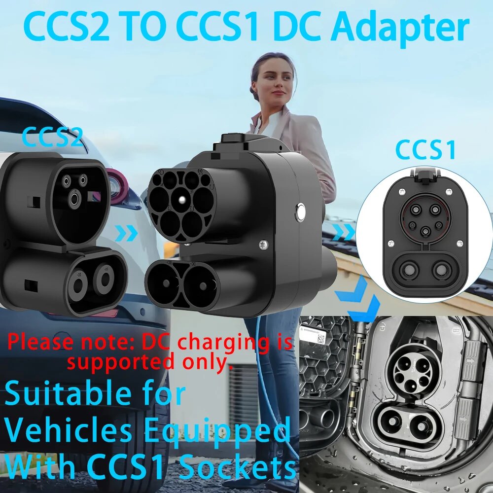 Универсальный адаптер CCS2 к CCS1 EV 250 кВт, 250 А, 1000 В постоянного тока + CCS2 to CCS1 DC