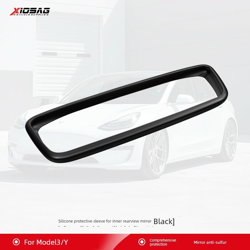 Универсальный силиконовый чехол для зеркала заднего вида Tesla Model Y/3, черный антицарапинный защитный бортик