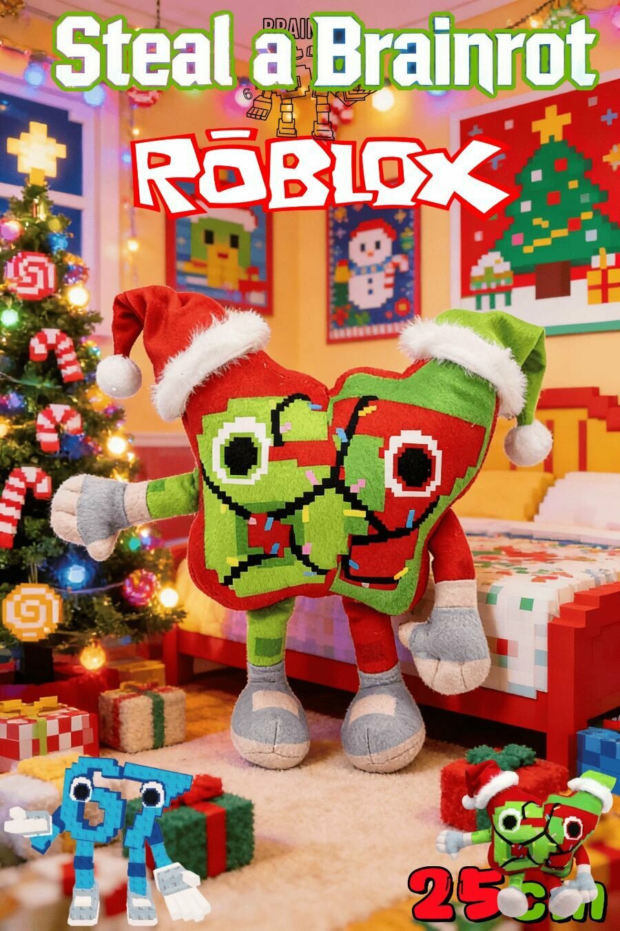 Мягкая игрушка роблокс roblox Укради брейнрот 67 Рождество