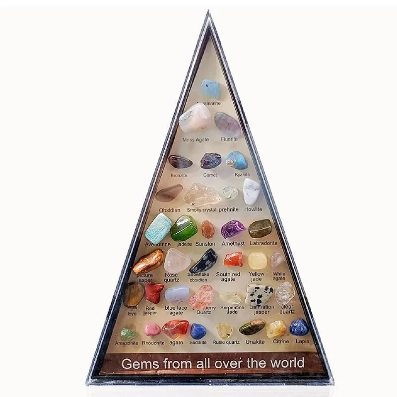 Коллекция камней, набор минералов, самоцветов из 36 натуральных камней, набор для творчества - опыты и эксперименты для детей, подарок для девочки, подарок для мальчика