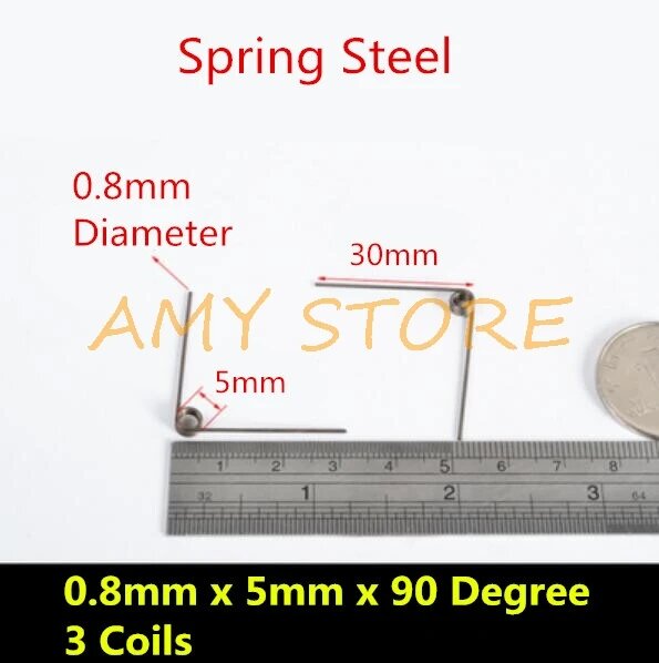 Пружины V-образные стальные 10 шт. 0.8x5x90degree