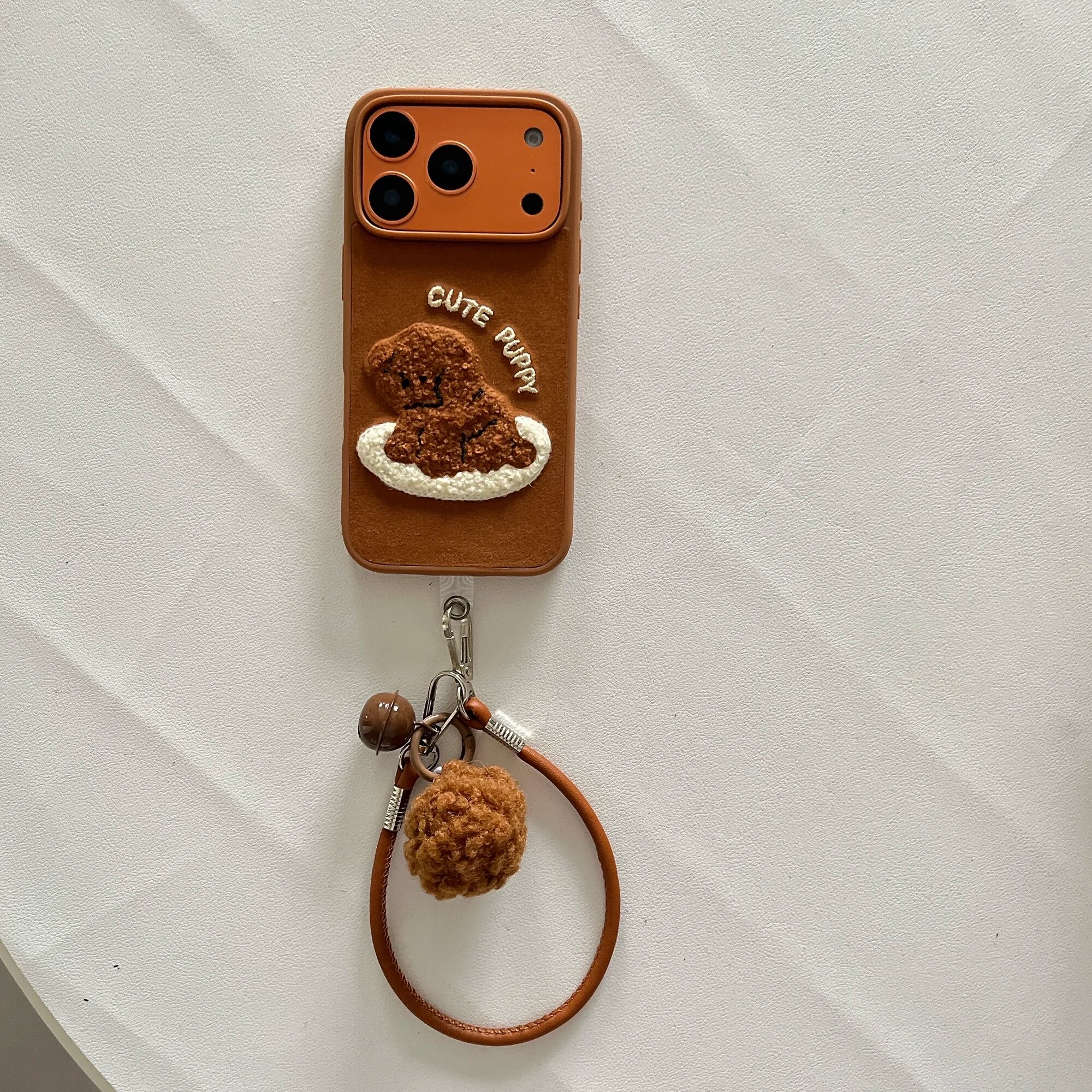 Для IPhone 17 17pro 17promax 13 14 15 16 чехол для телефона Pro Max Maillard коричневый с вышивкой для защиты телефона щенка задняя крышка