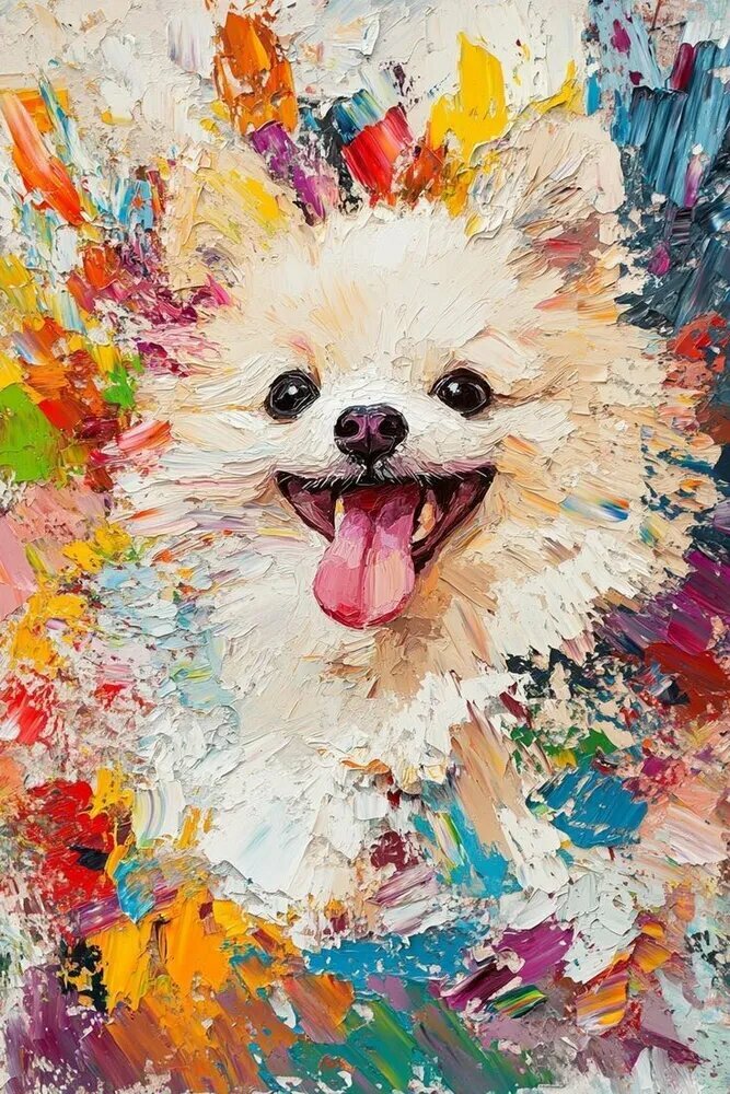 Алмазная Мозаика "Померанский Шпиц" 40x50 См Алмазная Вышивка / Картина Стразами Подарков / Украшения