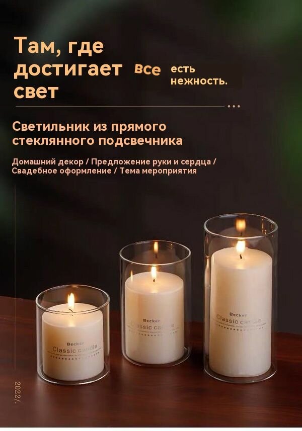 Набор подсвечников для насыпных свечей, 3 шт прозрачный Без свечей 65*120MM,65*150MM,65*180MM