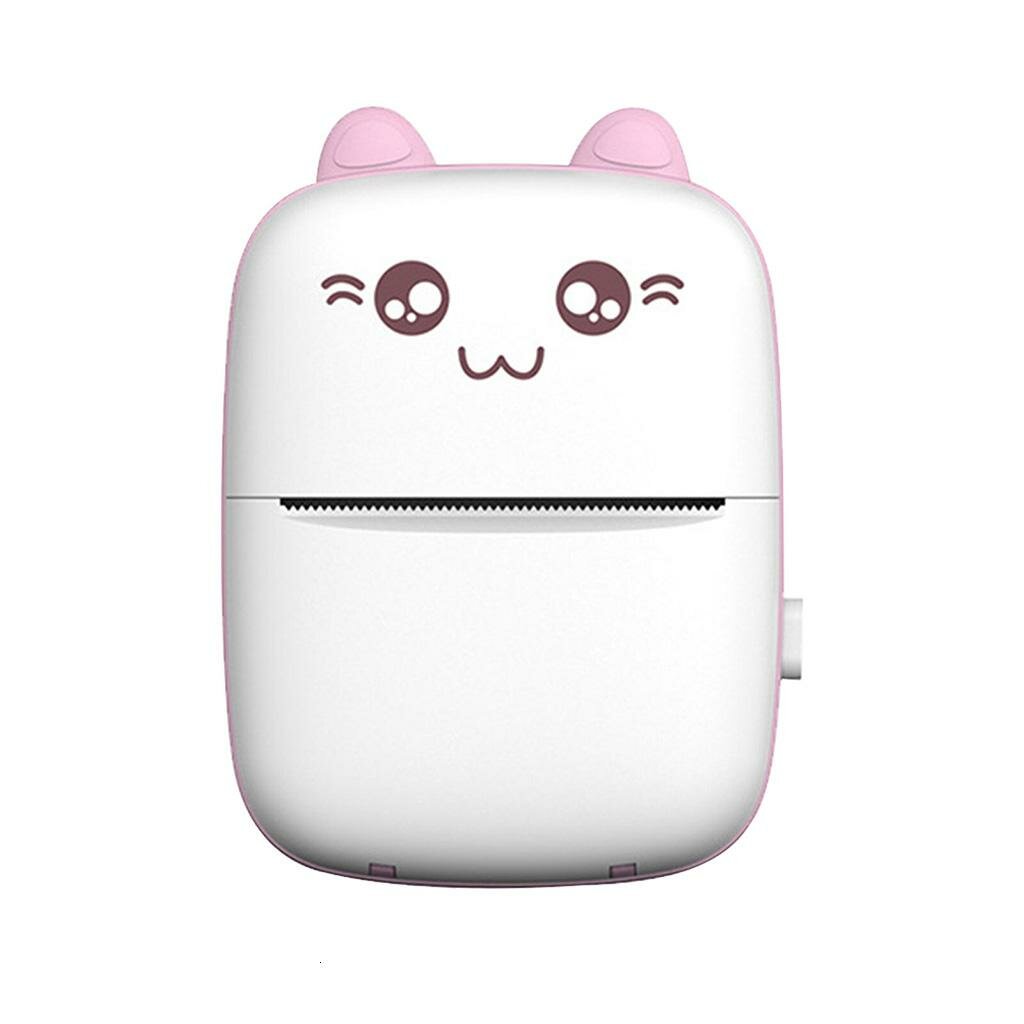 Портативный мини-принтер с Bluetooth и 5 рулонами бумаги, Розовый