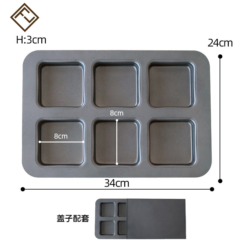 Японская котта, популярная 6-связанная квадратная форма с крышкой для тостов, хлеба, пудинга, антипригарная форма для выпечки, кросс-бордер