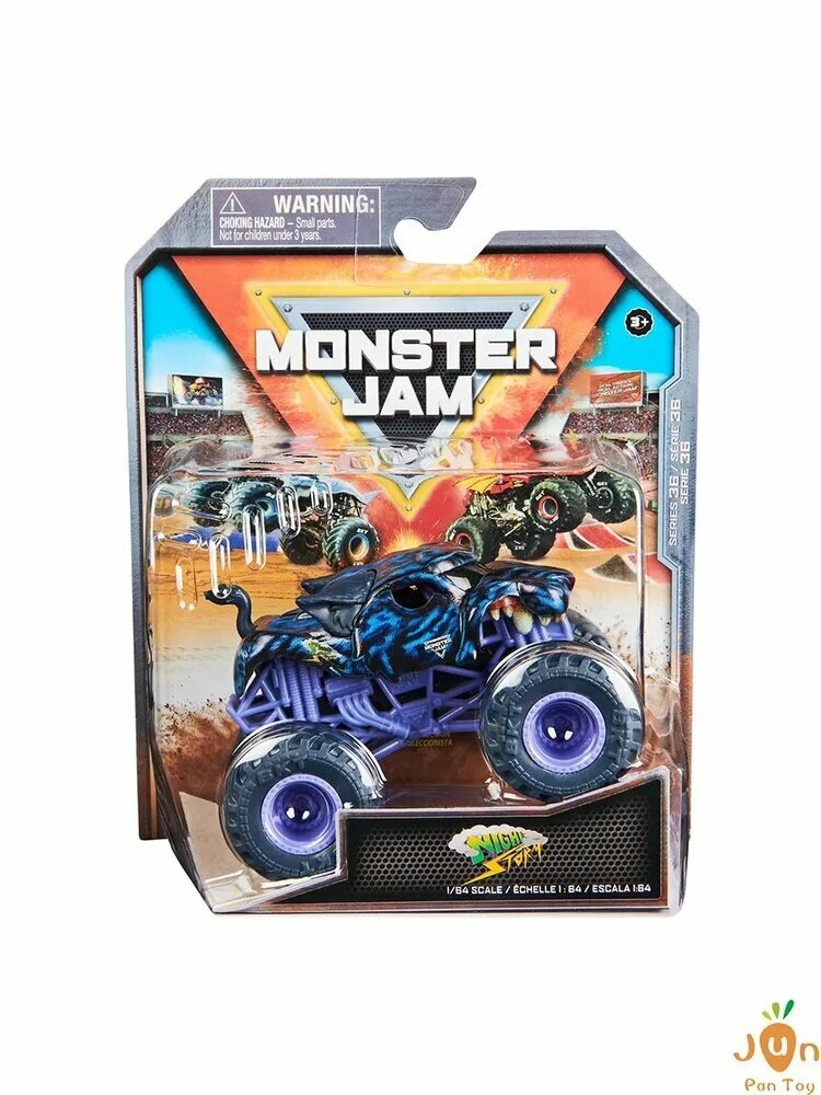 Monster Jam 1:64 Diecast Truck / Детская литая игрушечная машинка Монстер Джем в масштабе 1:64 со стильной раскраской, которая подходит в качестве подарка на день рождения.