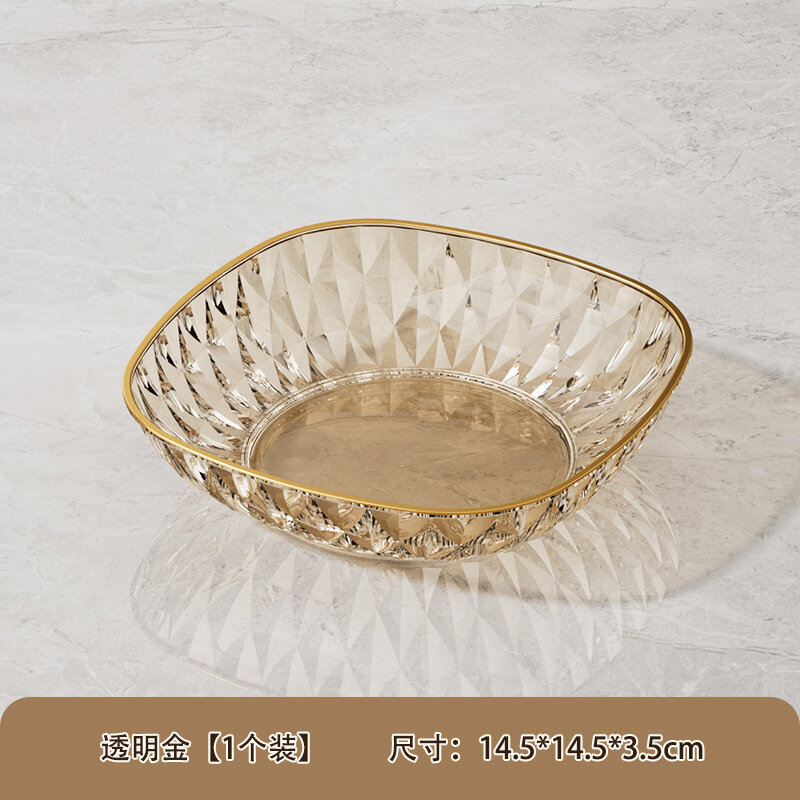 Маленькая прозрачная стеклянная фруктовая тарелка золотого цвета, элегантная мини-тарелка для закусок, аксессуар для