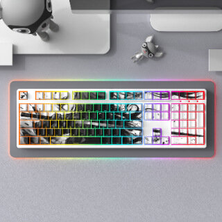 Механическая клавиатура с проводом, белый корпус, гравировка Самурай, RGB