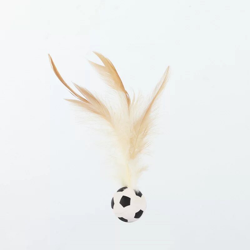 Игрушка-шарик для кошек с перьями, прыгучий мяч для самостоятельных игр, интерактивный гаджет для снятия стресса,