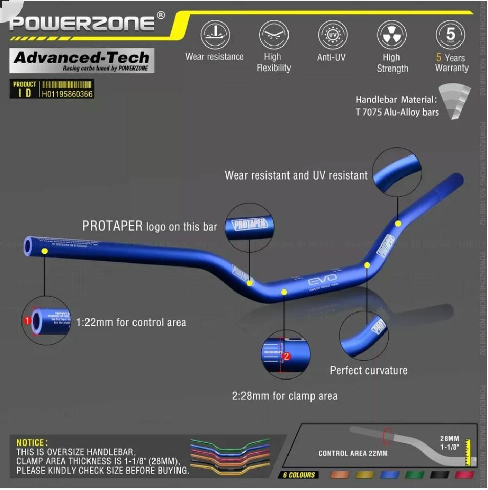 Руль для кроссового мотоцикла, питбайка 28 мм