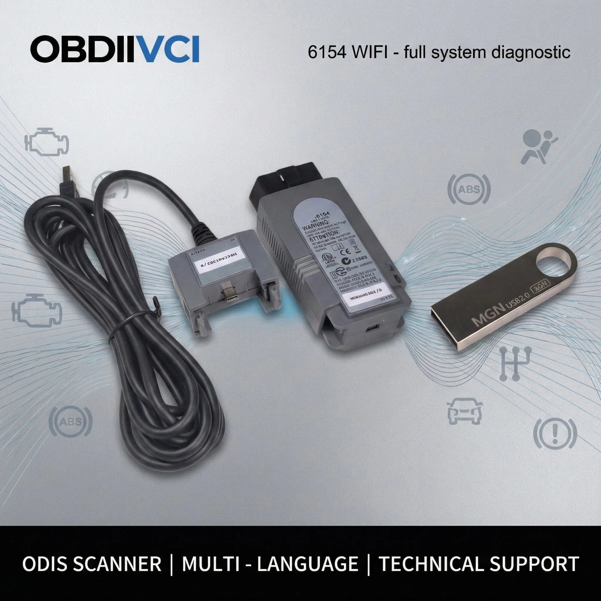 Диагностический сканер OBDIIVCI 6154 WIFI ODIS с поддержкой протоколов CAN FD и DoIP, инструмент для полной диагностики и программирования автомобилей