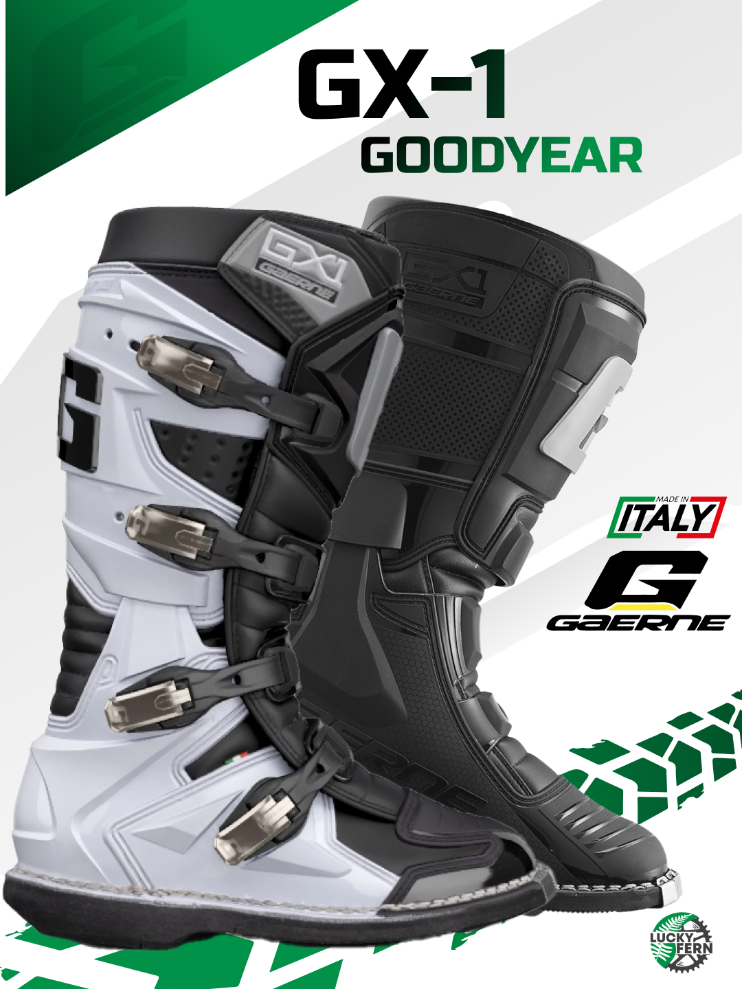 Мотоботы Gaerne GX-1 Goodyear Black/White/Grey 44