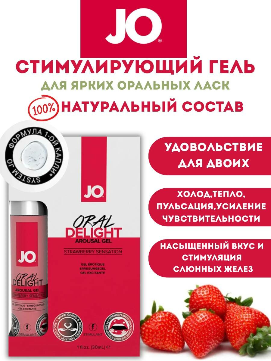 Гель -смазка JO Oral Delight Arousal Gel Strawberry Sensation, 30 мл