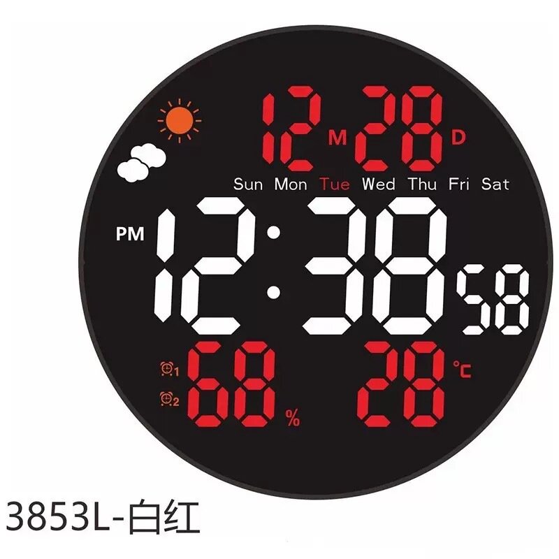 Большие электронные часы с LED-экраном, настенные часы для гостиной, высококачественный цветной экран, отображение погоды, электронные настенные часы