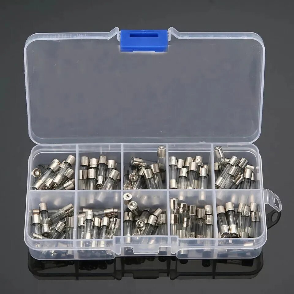 75шт Набор стеклянных предохранителей 5*20мм 3A-15A, 6*30мм 5A-30A