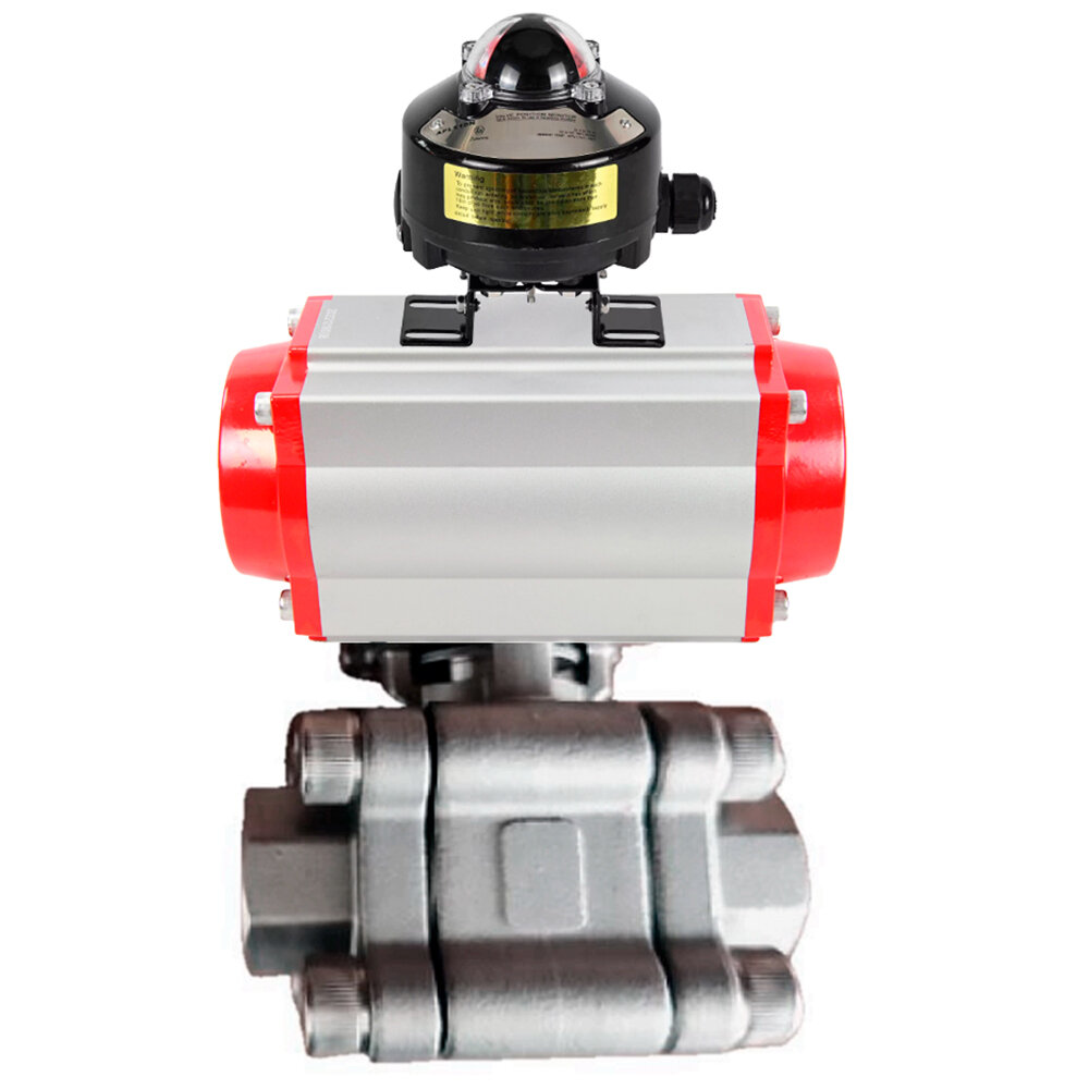 Кран шаровой DN.ru 316-316-PTFE-FP-SW-ISO-H Ду100 Ру63 полнопроходной, корпус - нержавеющая сталь SS316, под приварку, с пневмоприводом DA-105, БКВ LSB-510-02ExM12-250 (опрессовано)