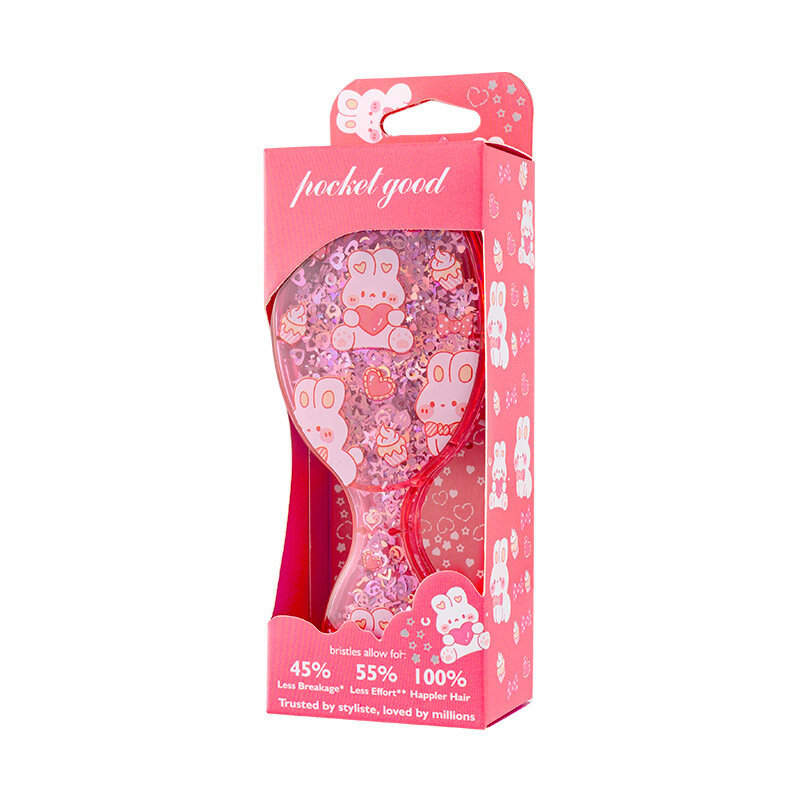 Блестящий милый печатный детский гребень, портативный маленький персональный массажный гребень для кожи головы, пушистый верхний гребень для волос