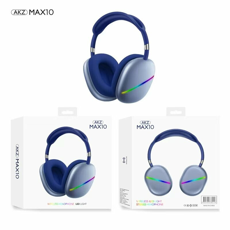 MAX10 Спортивные беспроводные Bluetooth наушники с подсветкой, HiFi, мощные басы，синий