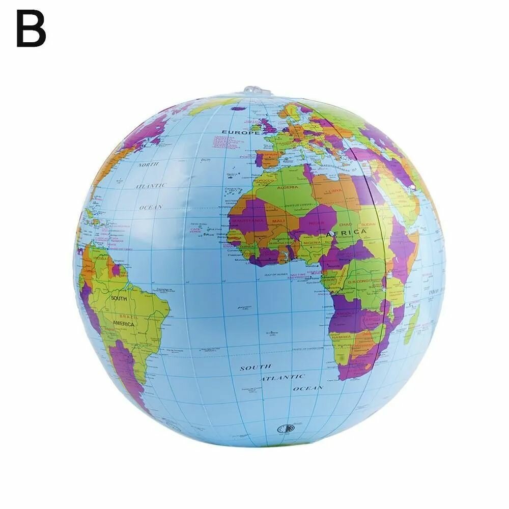 Шар-глобус, синий, надувной, 16/40 дюймов, винила, с 4-цв. печатью, 1шт