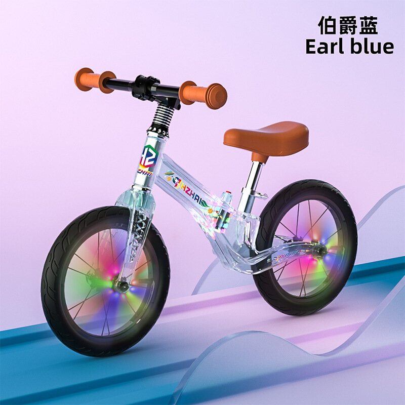 Детский балансировочный велосипед для детей 1-3-6-12 лет, без педалей, с мигающими огнями, двухколесный ходунок, обучающий самокат для мальчиков