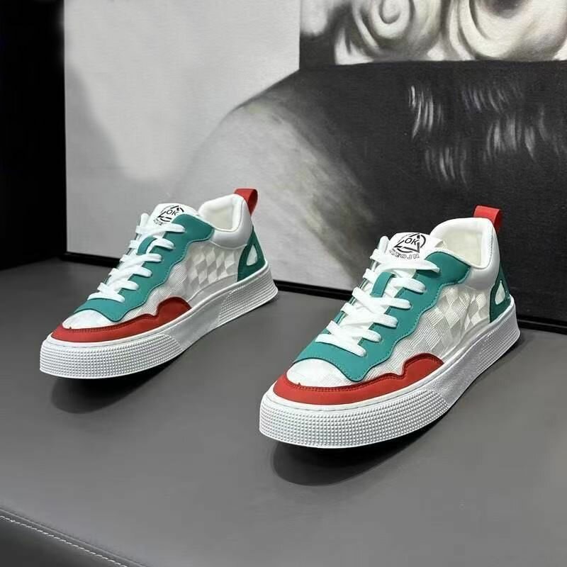 LUO Обувь мужская Летняя для подростков Сетчатая белая доска обувь/Red