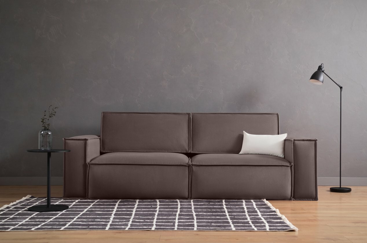 Диван прямой раскладной Divan.ru Эби Velvet Stone 254x122x87 см, спальное место 200x158 см, велюр, коричневый, серый