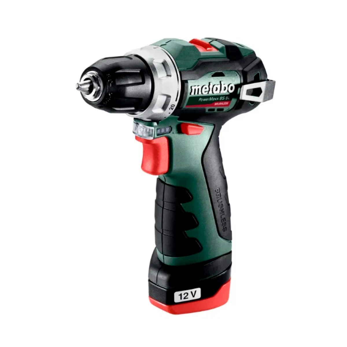 Дрель-шуруповерт аккумуляторная Metabo PowerMaxx BS BL (601721500) зеленый/черный, 12В/2Ач