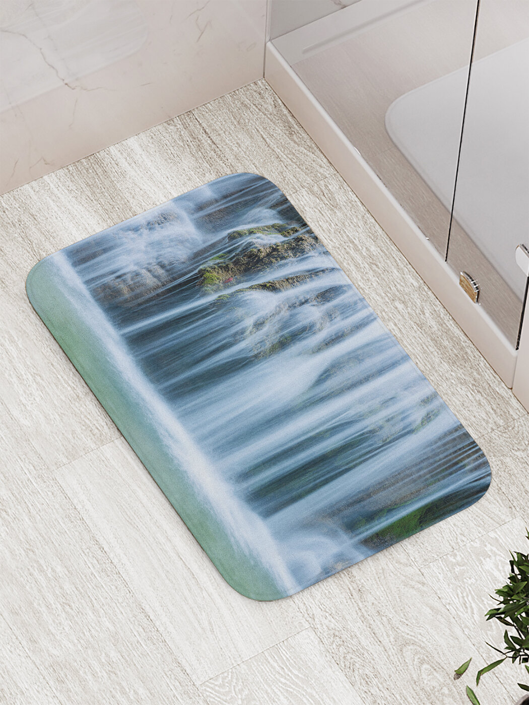 Коврик для ванной комнаты, туалета "Природный душ" противоскользящий, 52х77 см, JoyArty